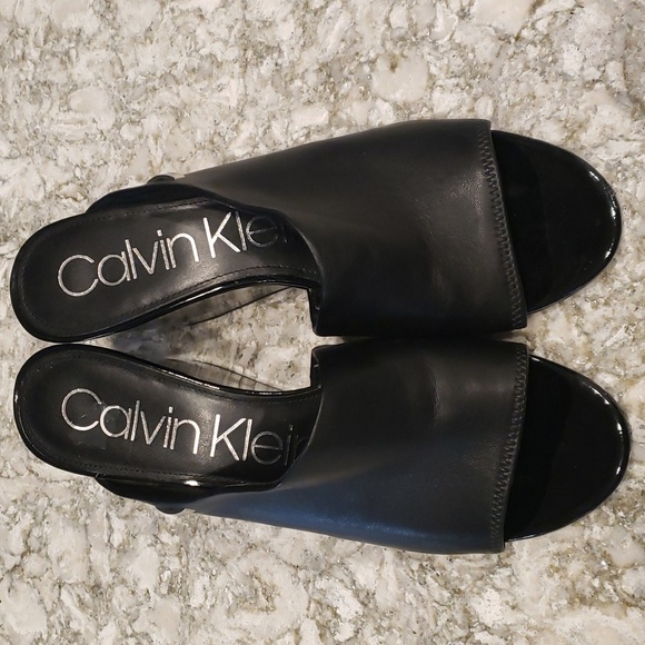 Calvin Klein | Shoes | Calvin Klein Beanka Patent Leather Wedge Sandal ...